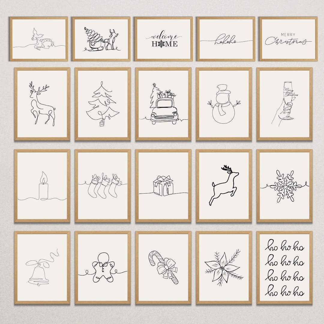 Christmas Line Art Boho Christmas Prints Christmas Gallery Wall Art ...