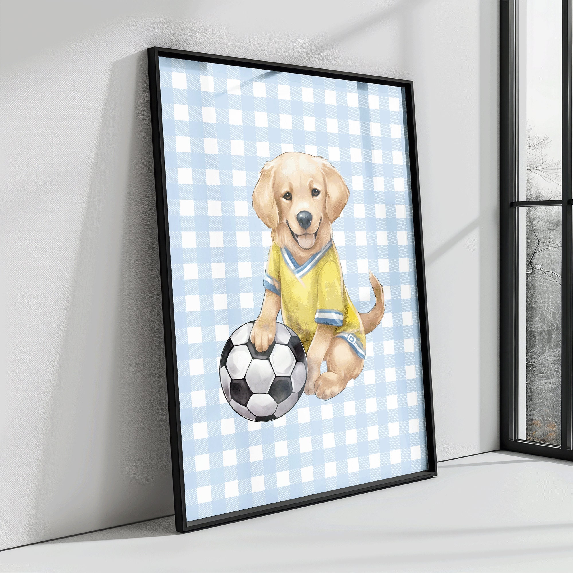 Cute Soccer-themed Dog Poster Set of 3 for Kids Room Inspirational ...