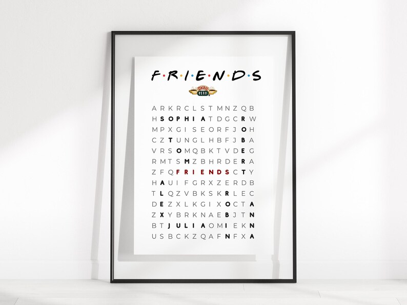 Personalizable Friends TV Show Themed Name Search Poster Friends Word ...