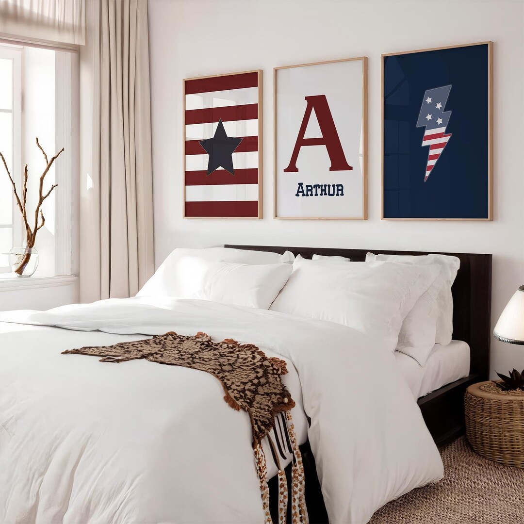 Personalizable 4th of July Name Poster Set, Set of 3 Patriotic Posters ...