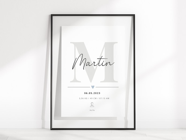 Personalized Birth Stats Poster: Minimalist Nursery Decor (digital ...