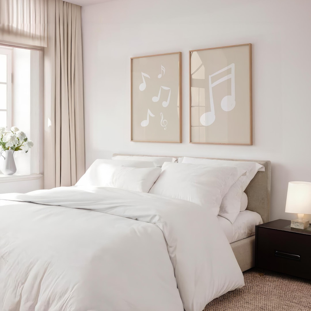 Beige Music Notes Poster Set, Minimalist Wall Art (digital Download) - Etsy