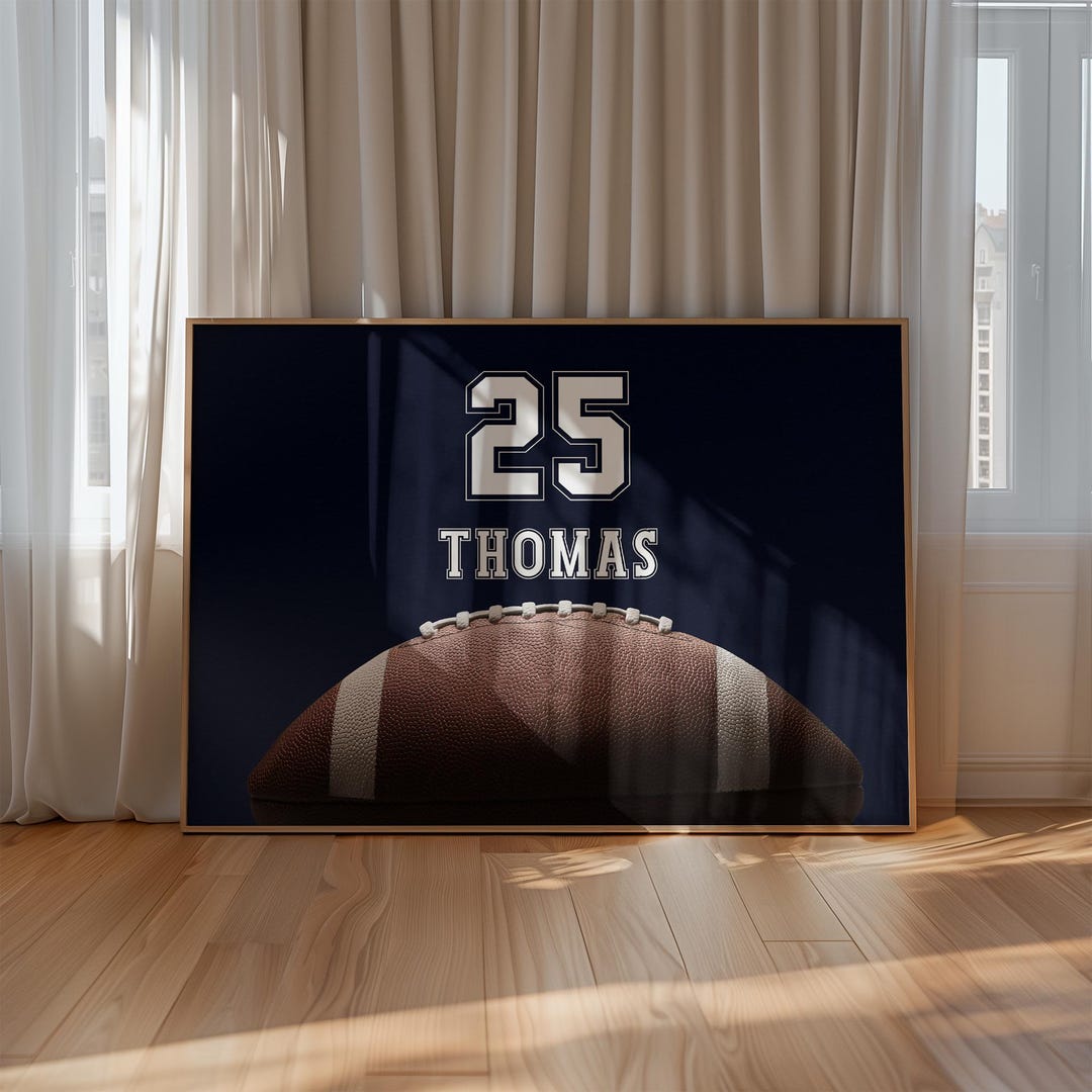 Personalized Football Poster: Custom Name & Number, Boys Room Decor ...