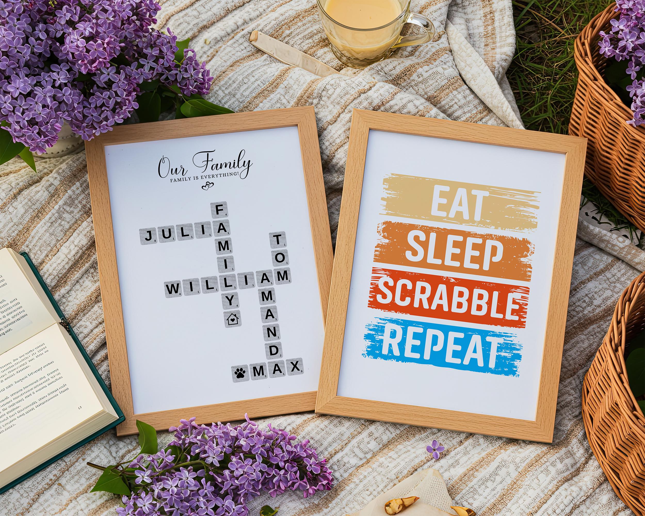 Personalized Duo Scrabble Names Poster Set, Custom Family Scrabble ...