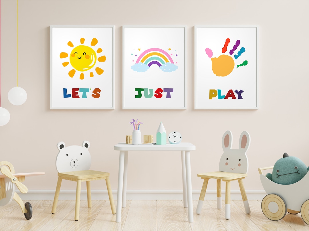 Let's Just Play Wall Art, Set of 3 Prints, Playroom Art, Playroom ...