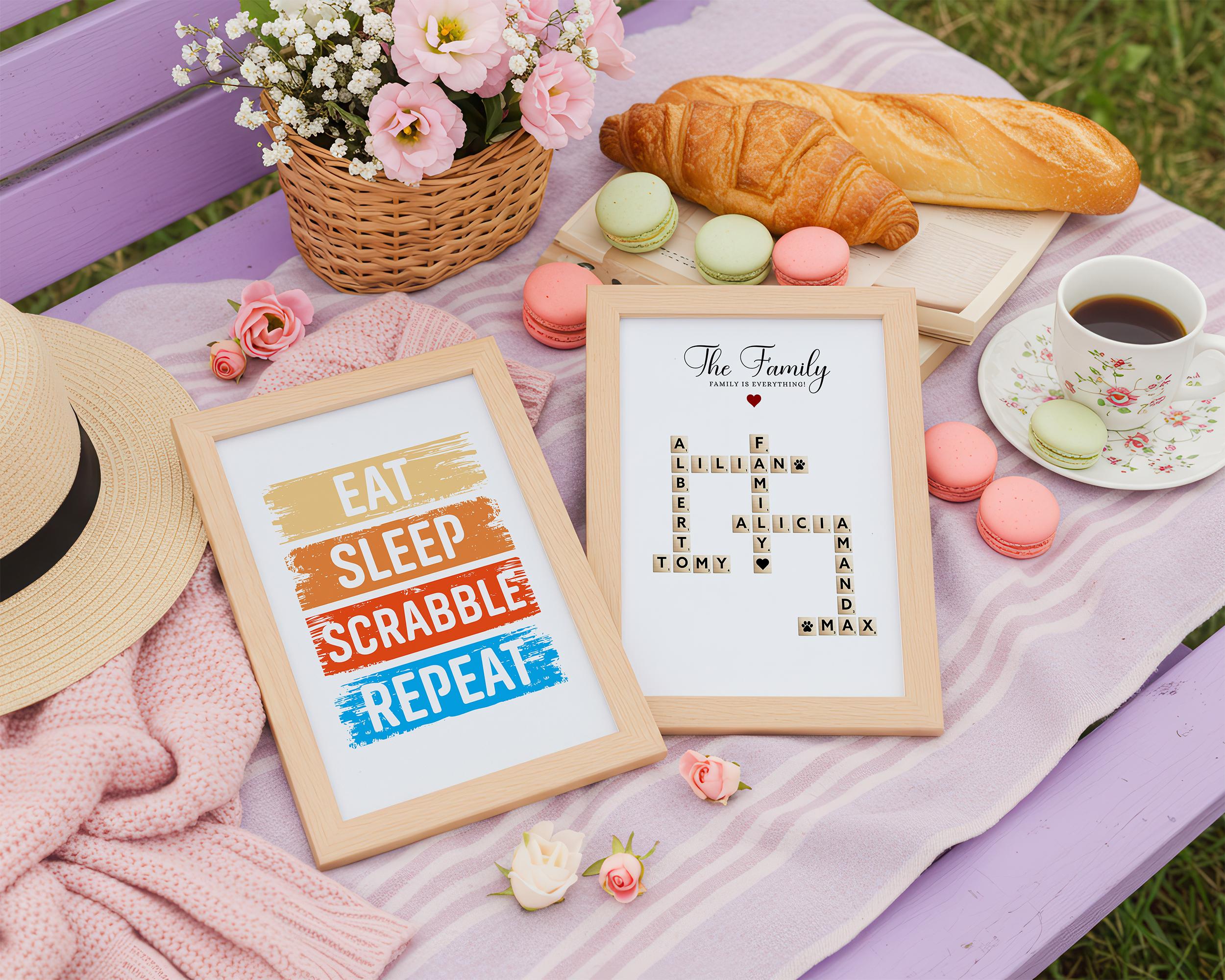 Personalized Duo Scrabble Names Poster Set, Custom Family Scrabble ...