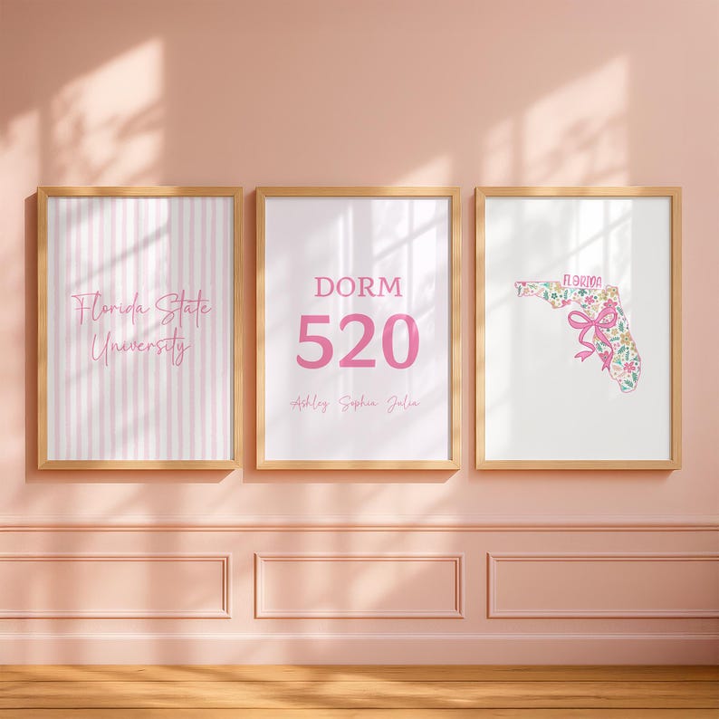 Personalized College Dorm Poster Set: Custom State Map, Roommate Names ...