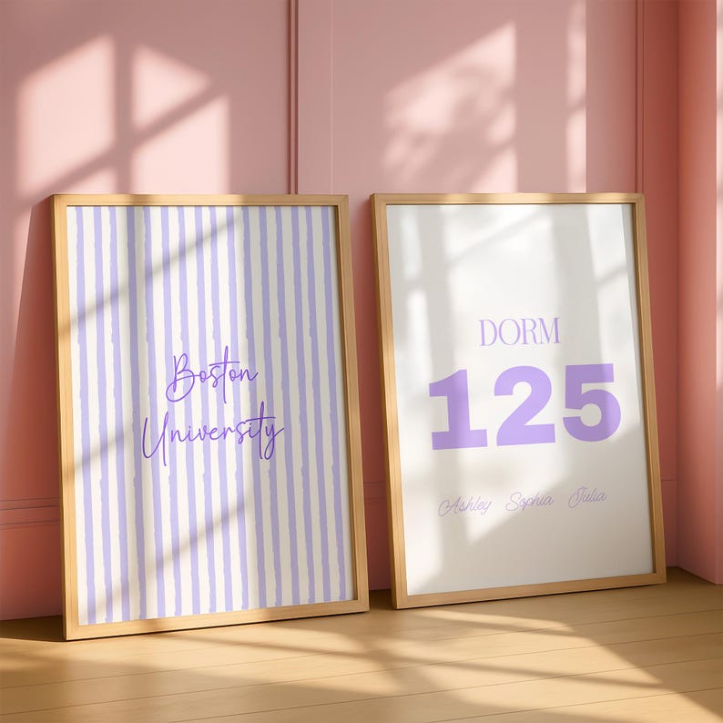 Custom Dorm Room Poster Set: Personalized College Wall Art (digital ...