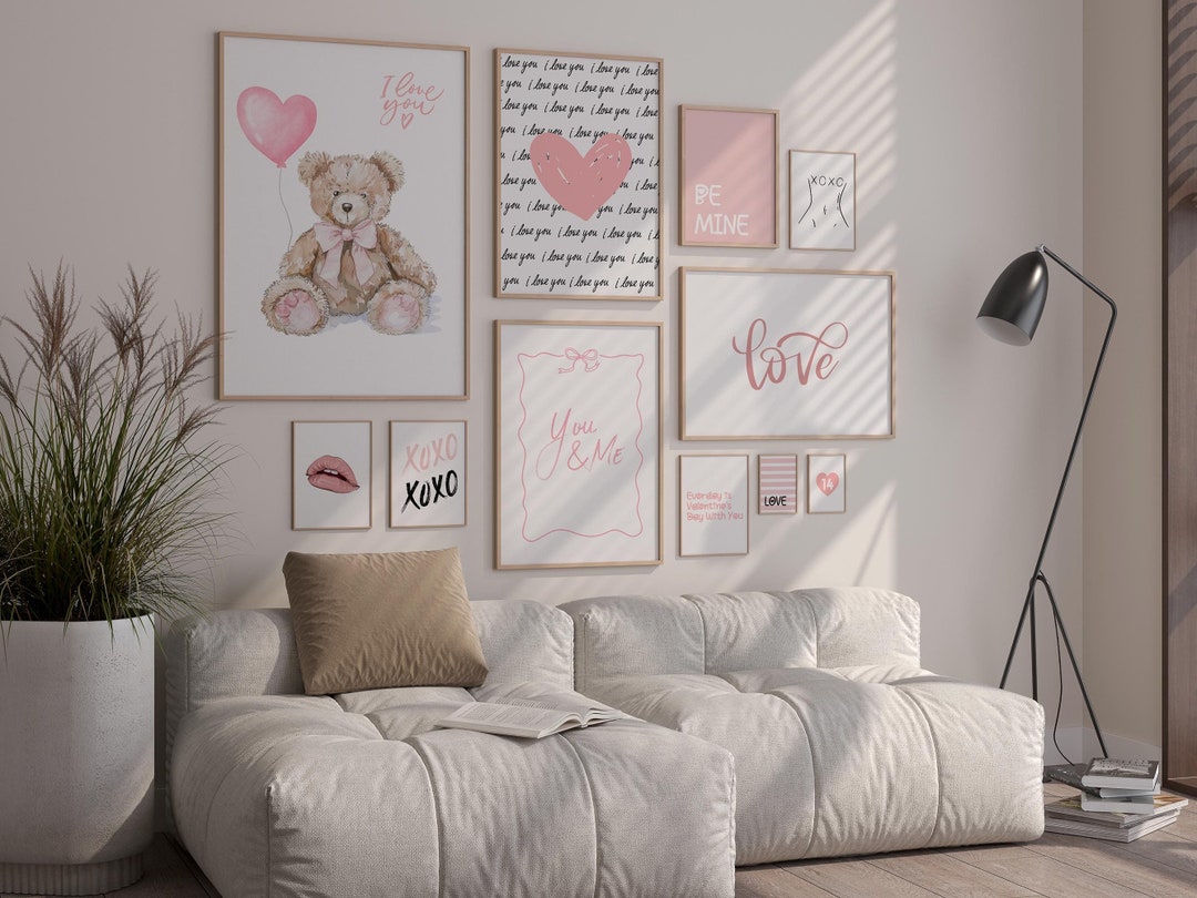 Valentines Day Printable Gallery Wall Art Bundle, Set of 14 Modern ...