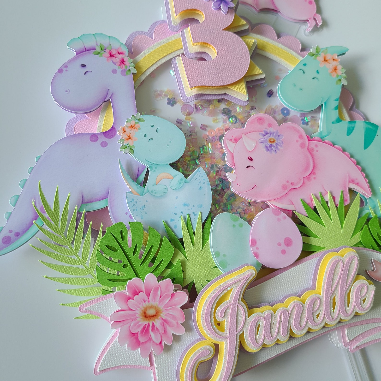 Dinosaur Cake Topper Girly Dinosaur Cake Topper Dinosaur Party - Etsy