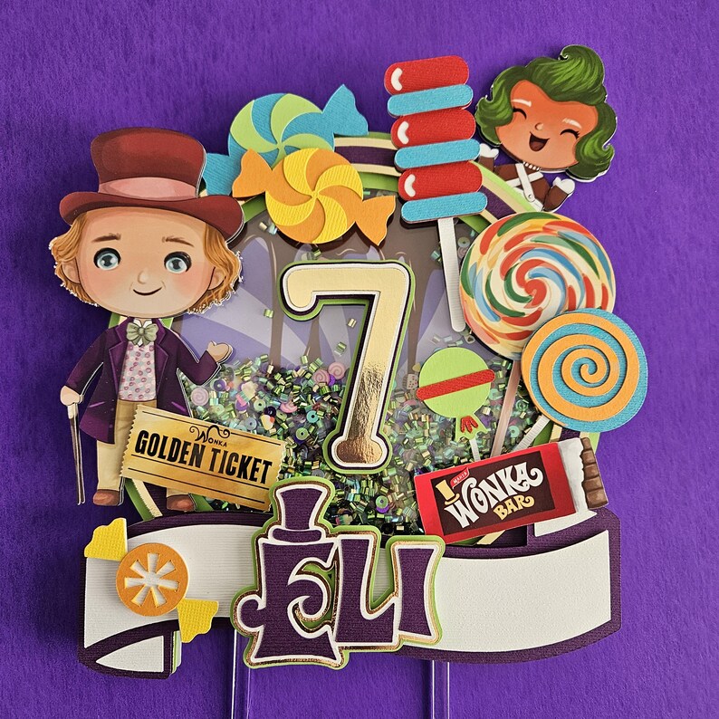 Wonka Inspired Cake Topper Willy Wonka Inspired Cake Topper Candy Cake ...