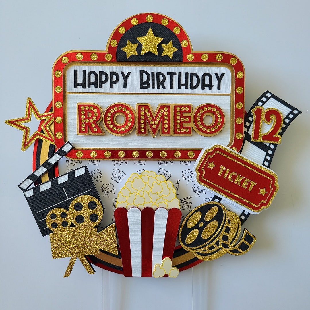 Movie Night Cake Topper Cinema Cake Topper Movie Theater Movie Night ...