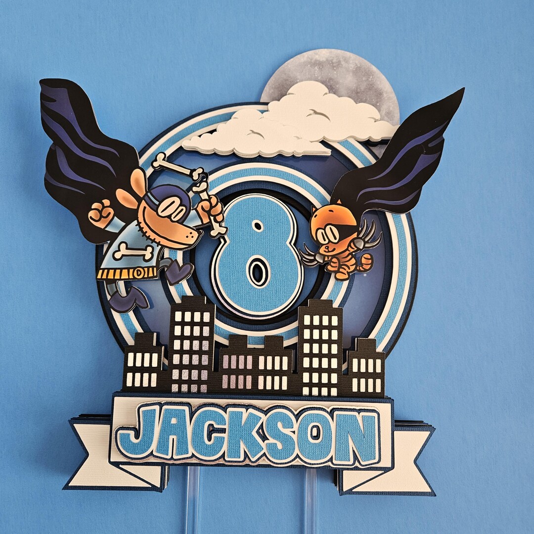 Dog Man Inspired Cake Topper Dog Man Party - Etsy