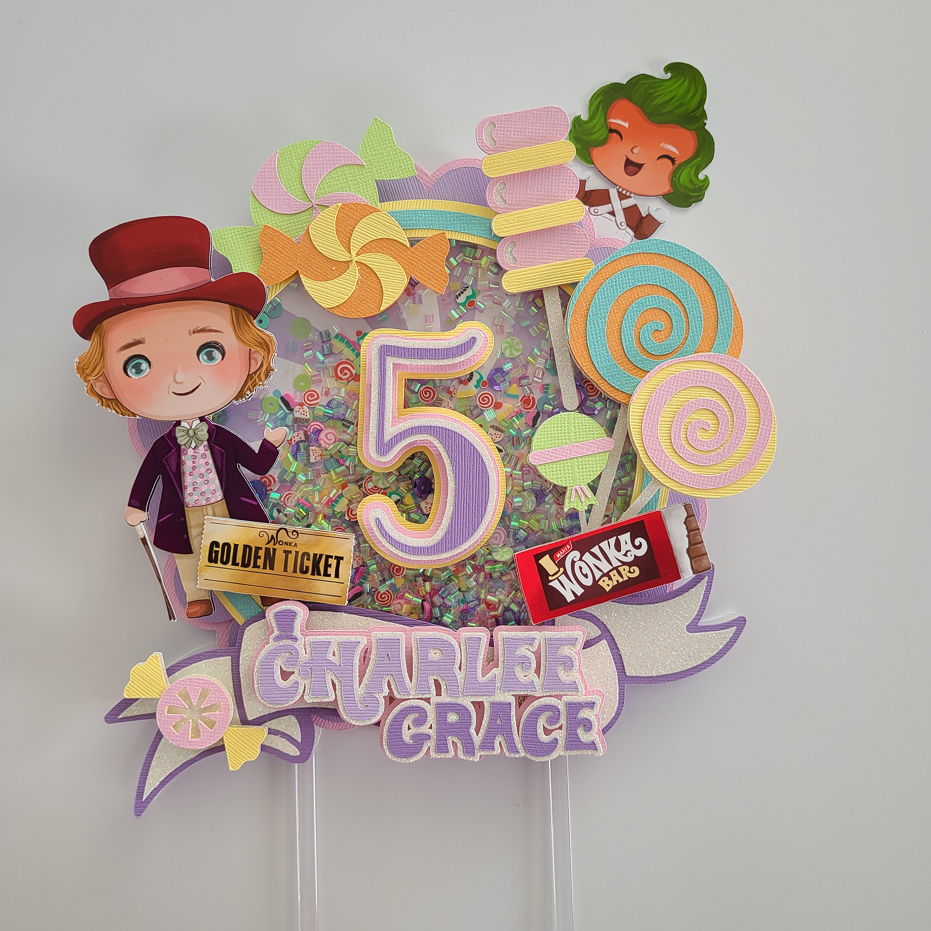 Wonka Inspired Cake Topper Willy Wonka Inspired Cake Topper Candy Cake ...