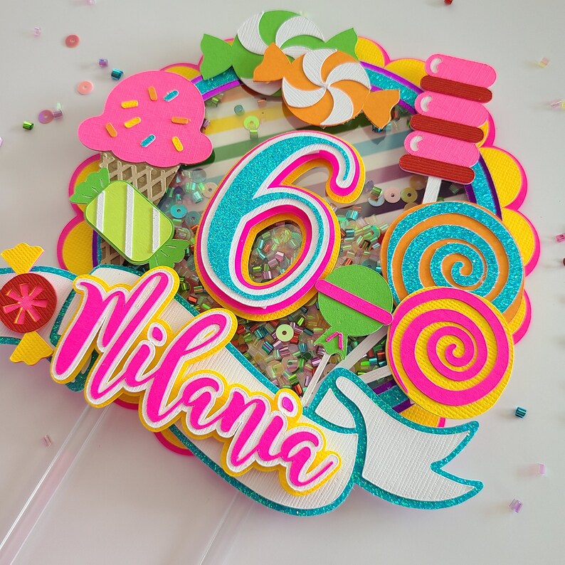 Candy & Ice Cream Shaker Cake Topper Candyland Cake Topper Candy Crush ...