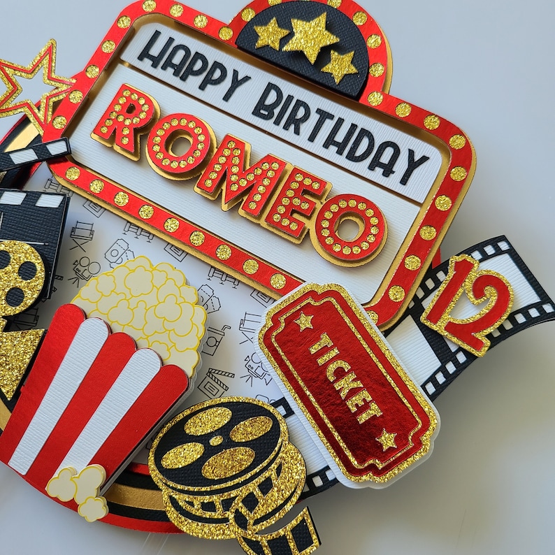 Movie Night Cake Topper Cinema Cake Topper Movie Theater Movie Night ...
