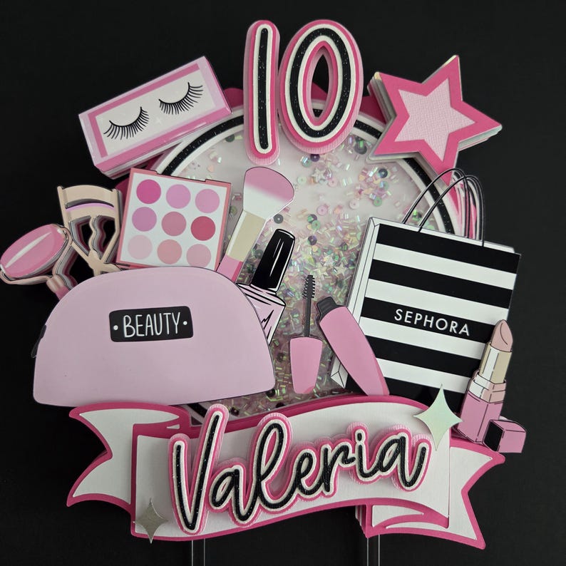 Makeup Party Cake Topper Makeup Birthday Spa Birthday - Etsy