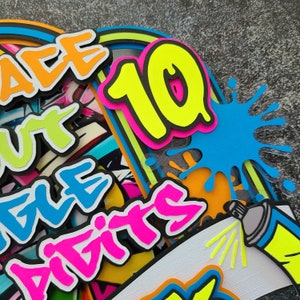 Graffiti Cake Topper Glow in the Dark Cake Topper Neon Cake Topper ...