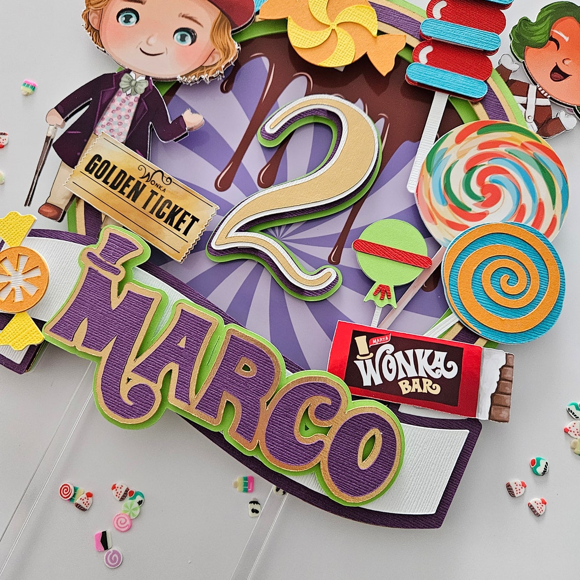 Wonka Inspired Cake Topper Willy Wonka Inspired Cake Topper Candy Cake ...