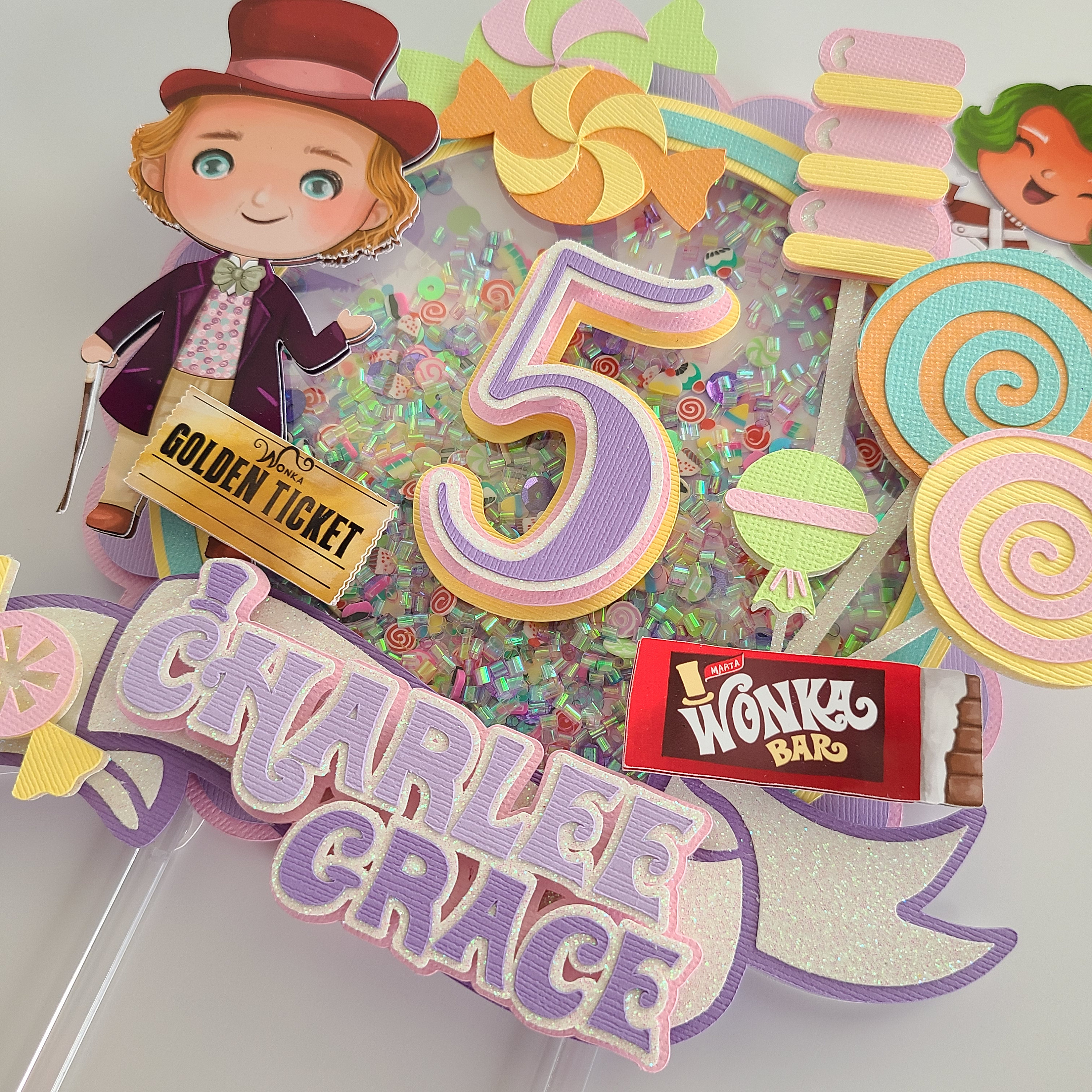 Wonka Inspired Cake Topper Willy Wonka Inspired Cake Topper Candy Cake ...