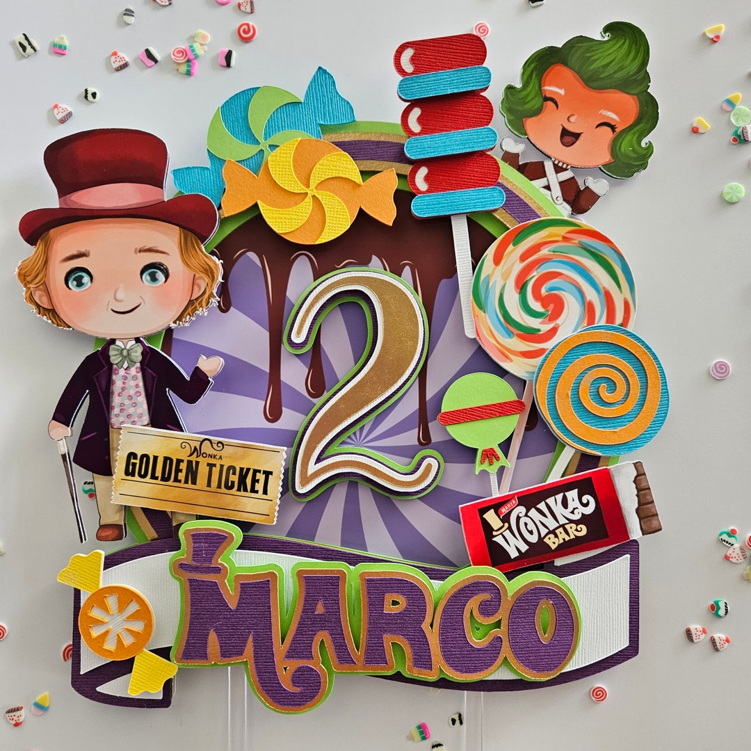 Wonka Inspired Cake Topper Willy Wonka Inspired Cake Topper Candy Cake ...