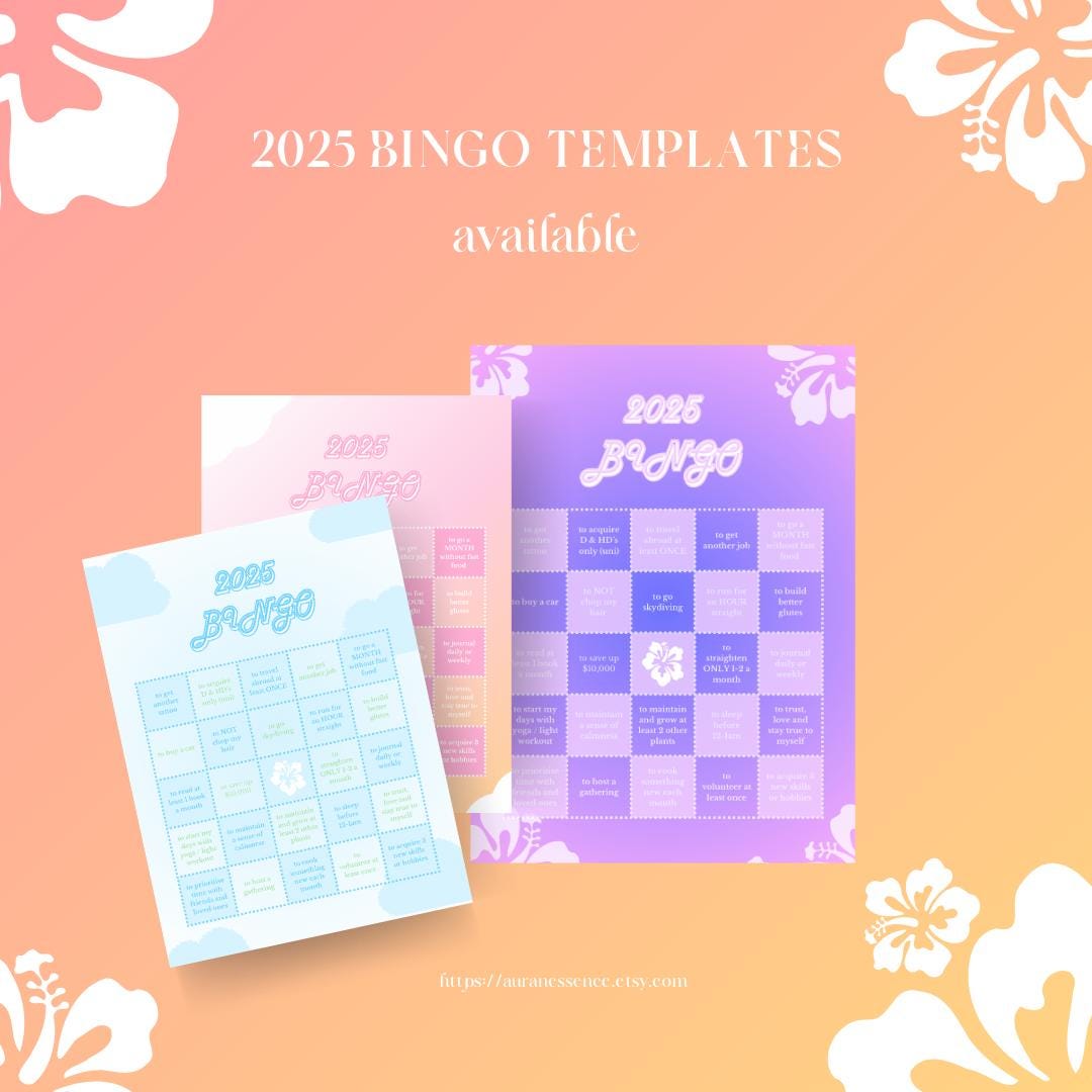 2025 Aesthetic Printable BINGO Goal Planner Customisable Digital ...