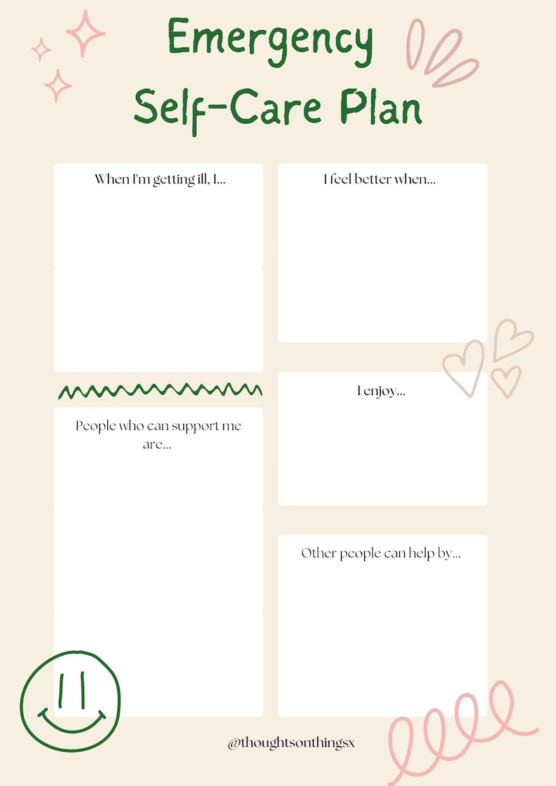 Emergency Self-care Plan 3 - Etsy