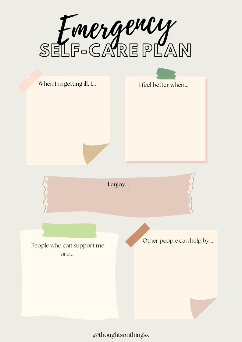 Emergency Self-care Plan 2 - Etsy