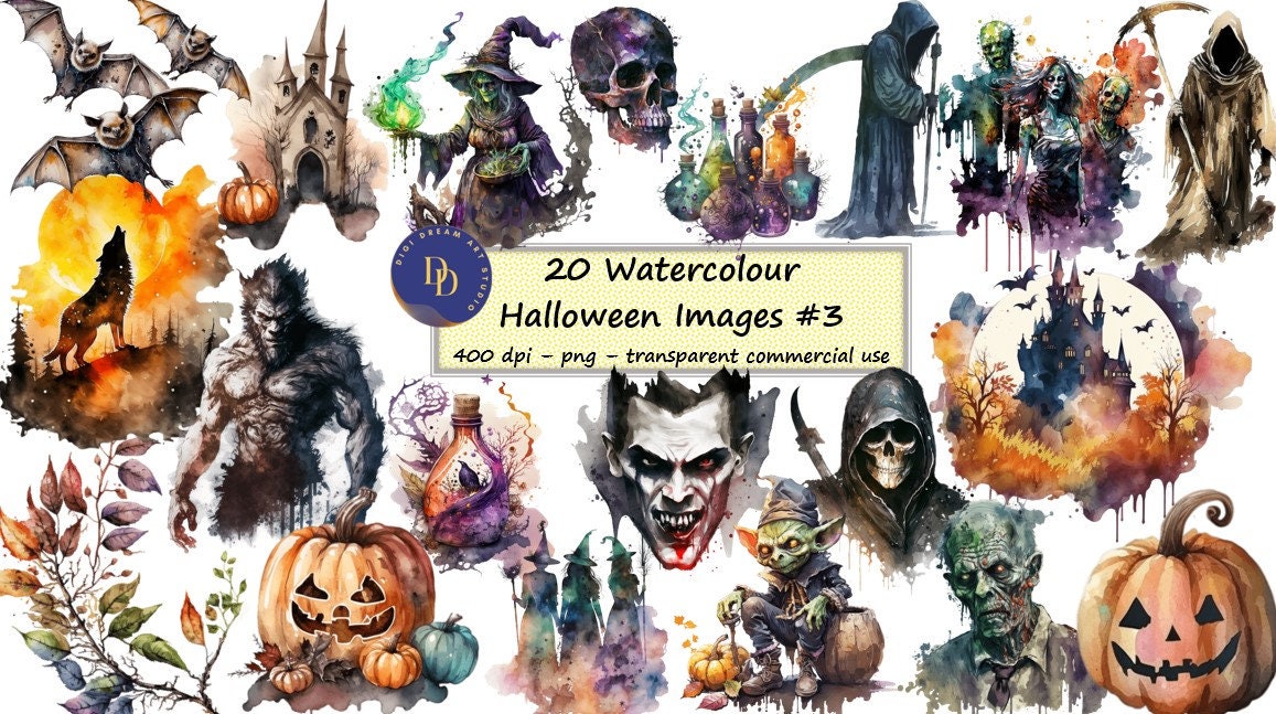 100 Halloween Clipart Graphics Bundle Witches Pumpkin Bats Cats ...