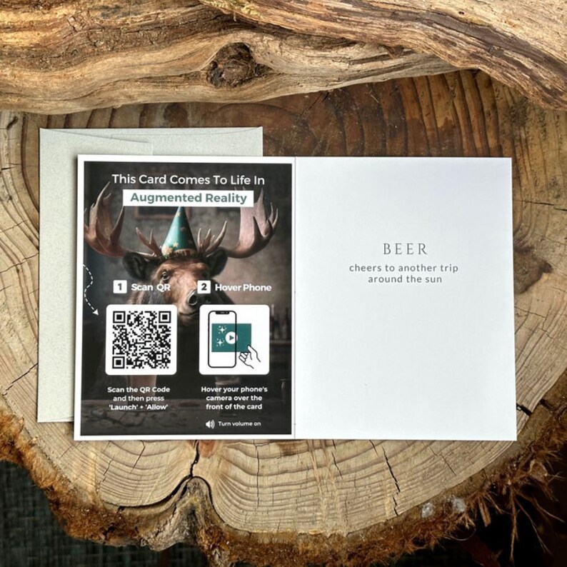 Bear Deer Beer Funny Birthday Card Magic Birthday Card Augmented ...