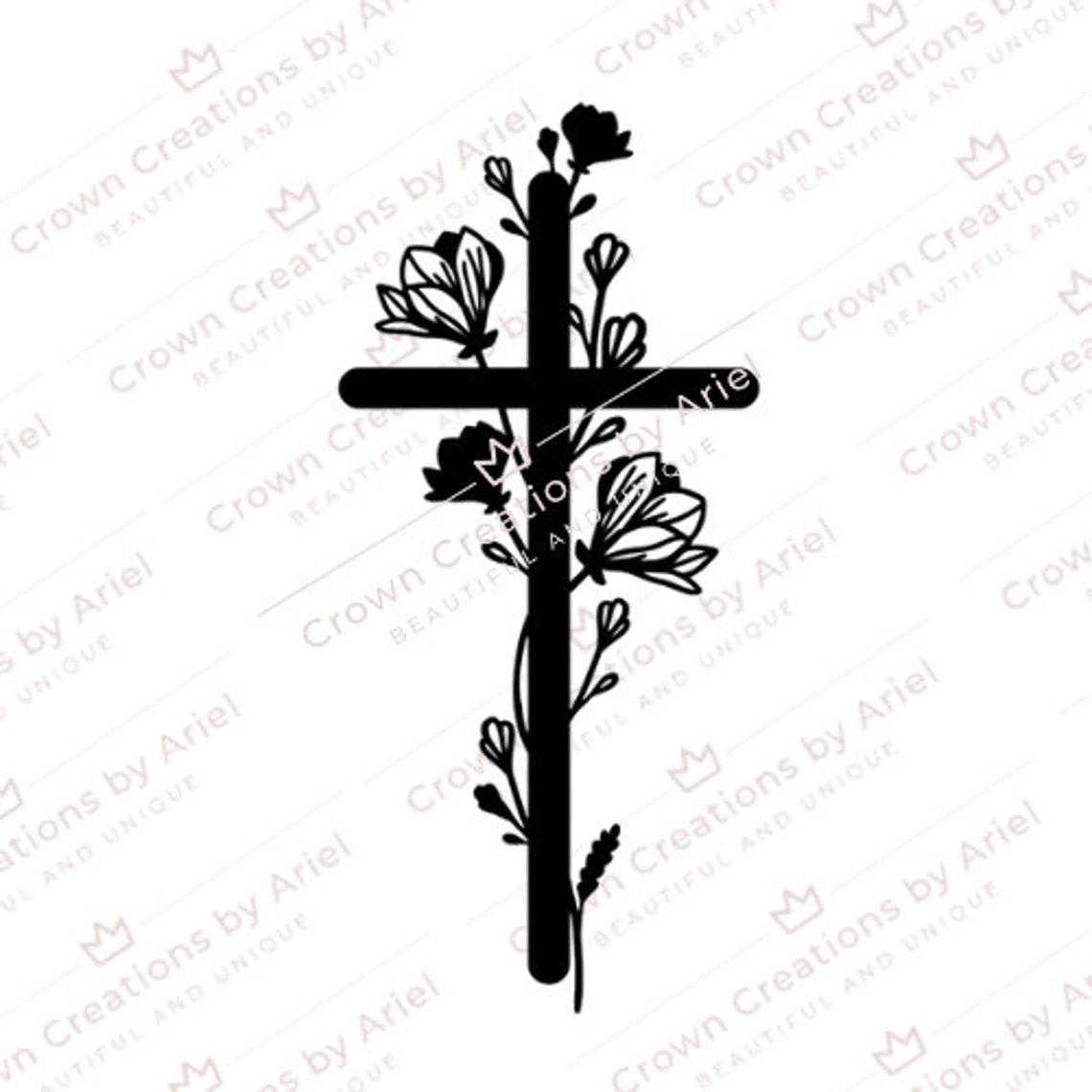 Floral Cross SVG PNG JPG Digital Download | Minimal Art | Cross Art ...