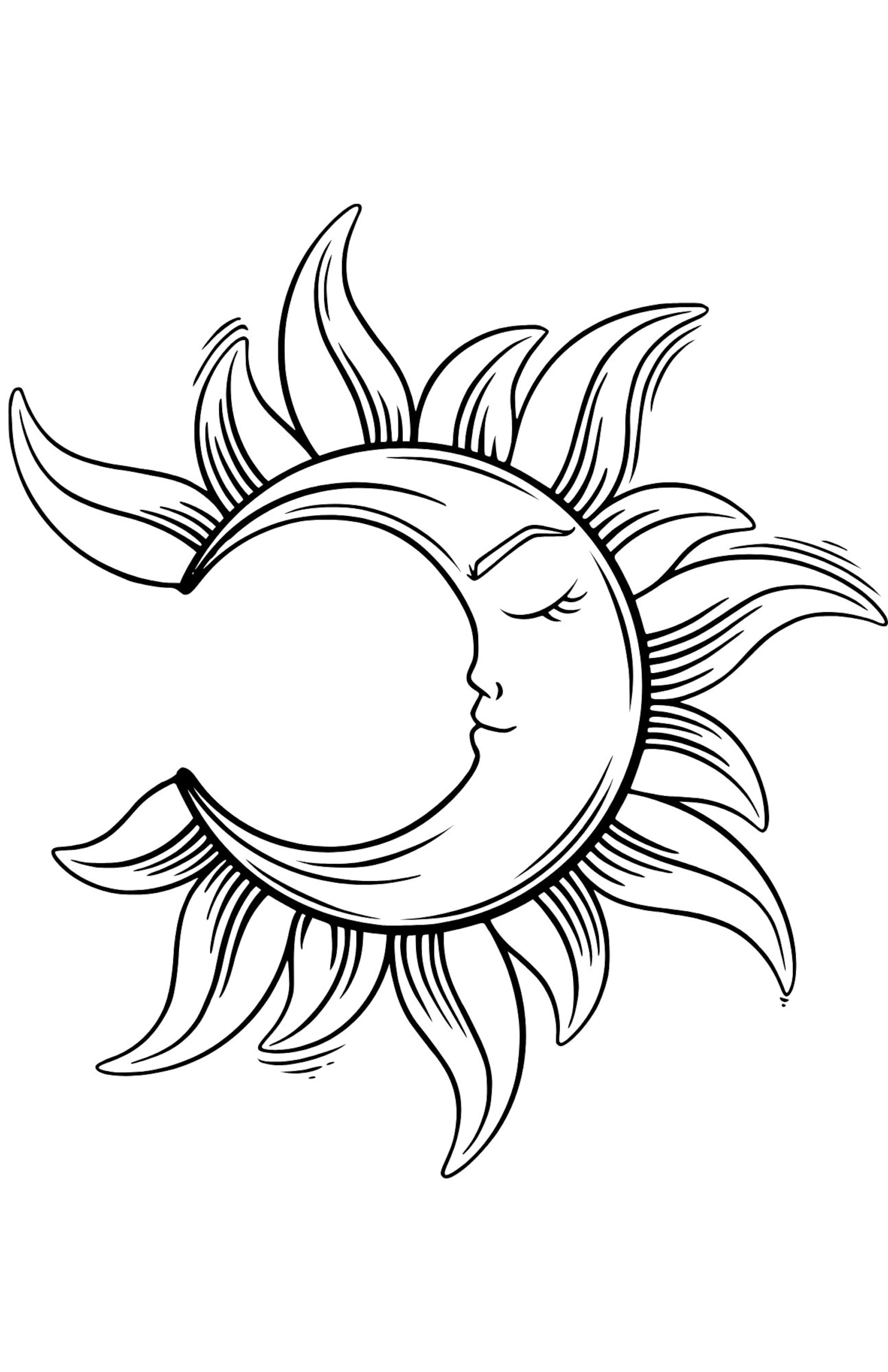 Sun Moon Celestial Adult Coloring Book, Downloadable Cosmic Art Therapy ...