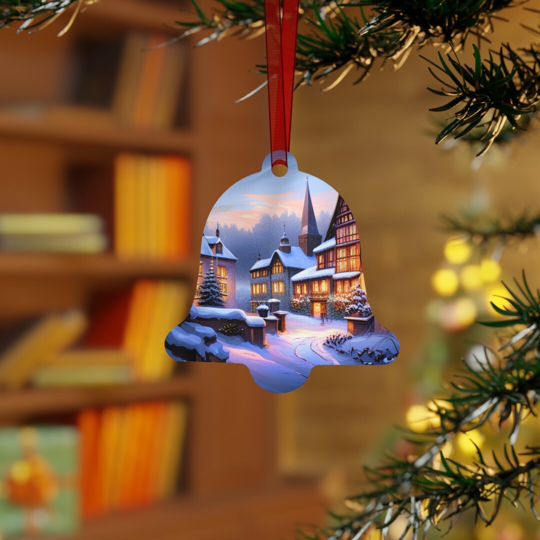 Winter Scene Bell Christmas Ornament - Etsy