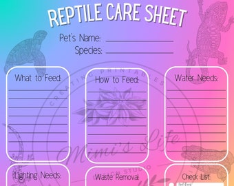 Printable Reptile Care Sheet A4 and A5 Available Instant - Etsy