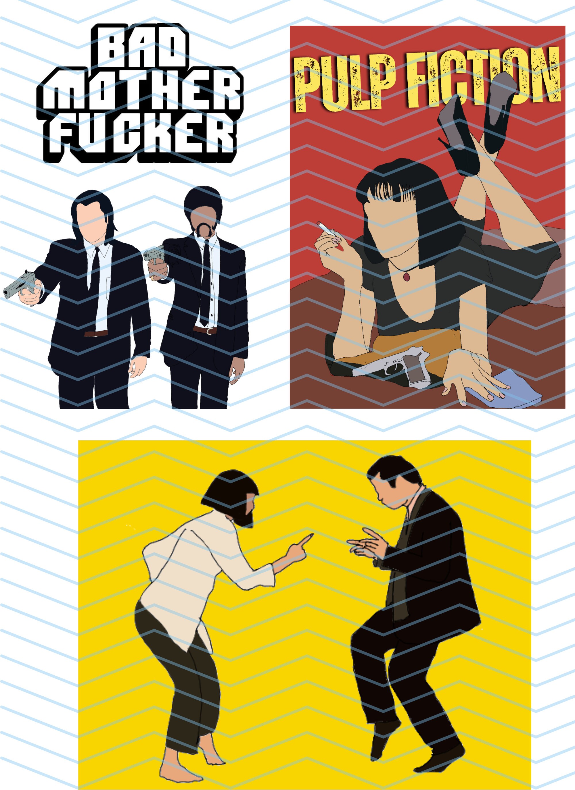 Pulp Fiction Cartoon Stickers | Quirky Waterproof Decals - Etsy