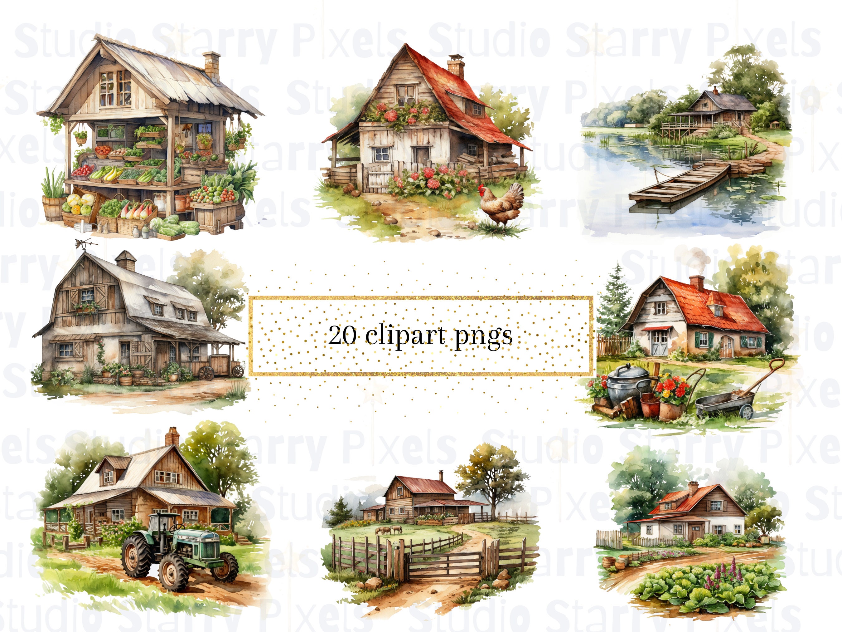Farmhouse PNG, Farm Barns Clipart, Farmhouse Clipart, Farm Clipart ...