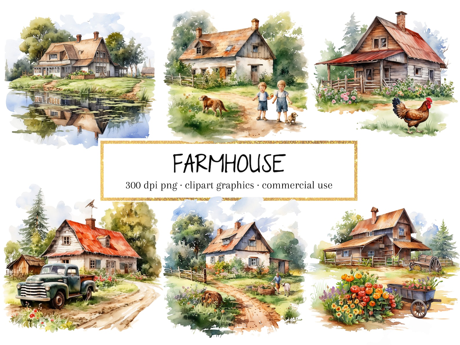 Farmhouse PNG, Farm Barns Clipart, Farmhouse Clipart, Farm Clipart ...