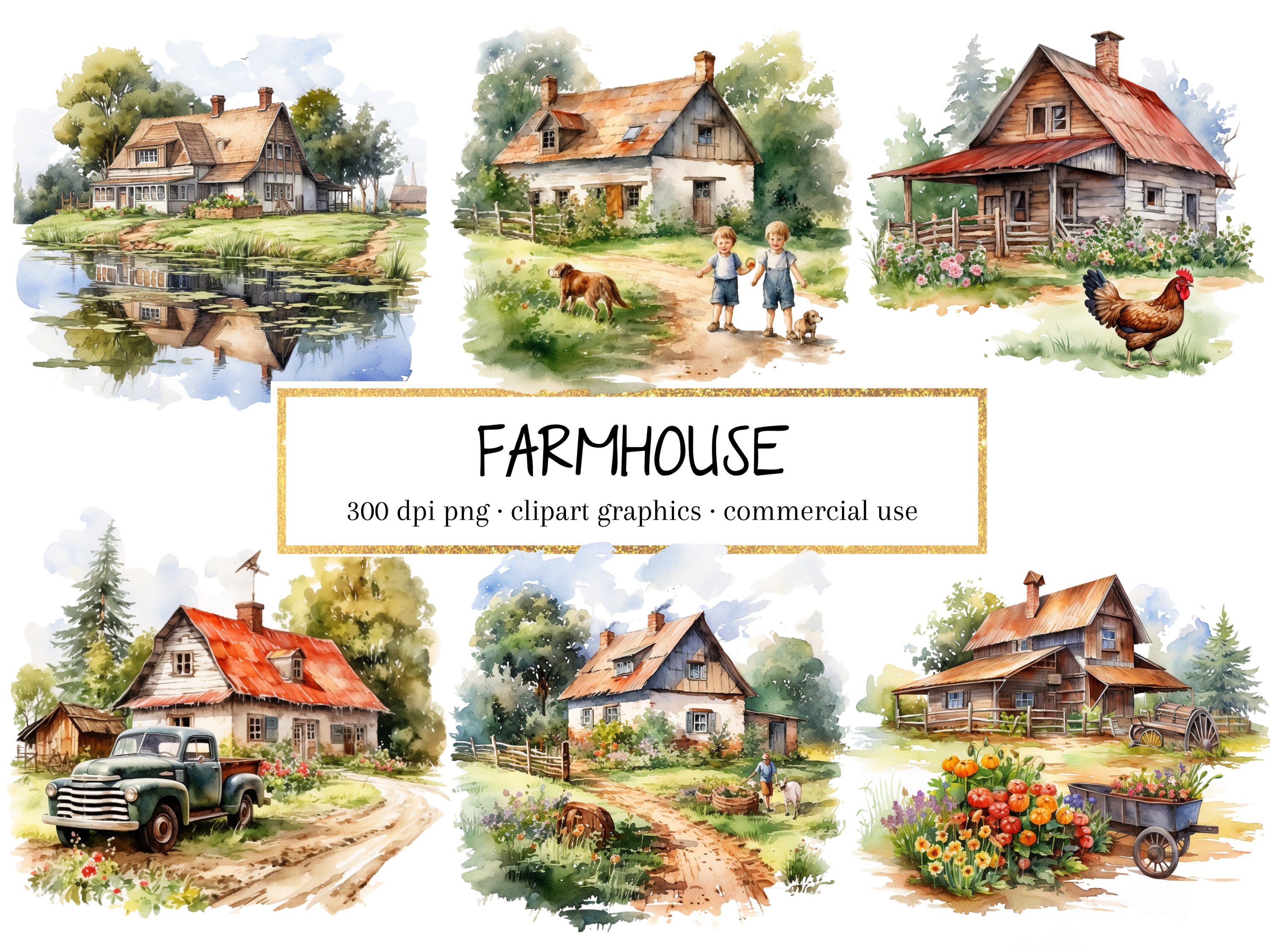 Farmhouse PNG, Farm Barns Clipart, Farmhouse Clipart, Farm Clipart ...