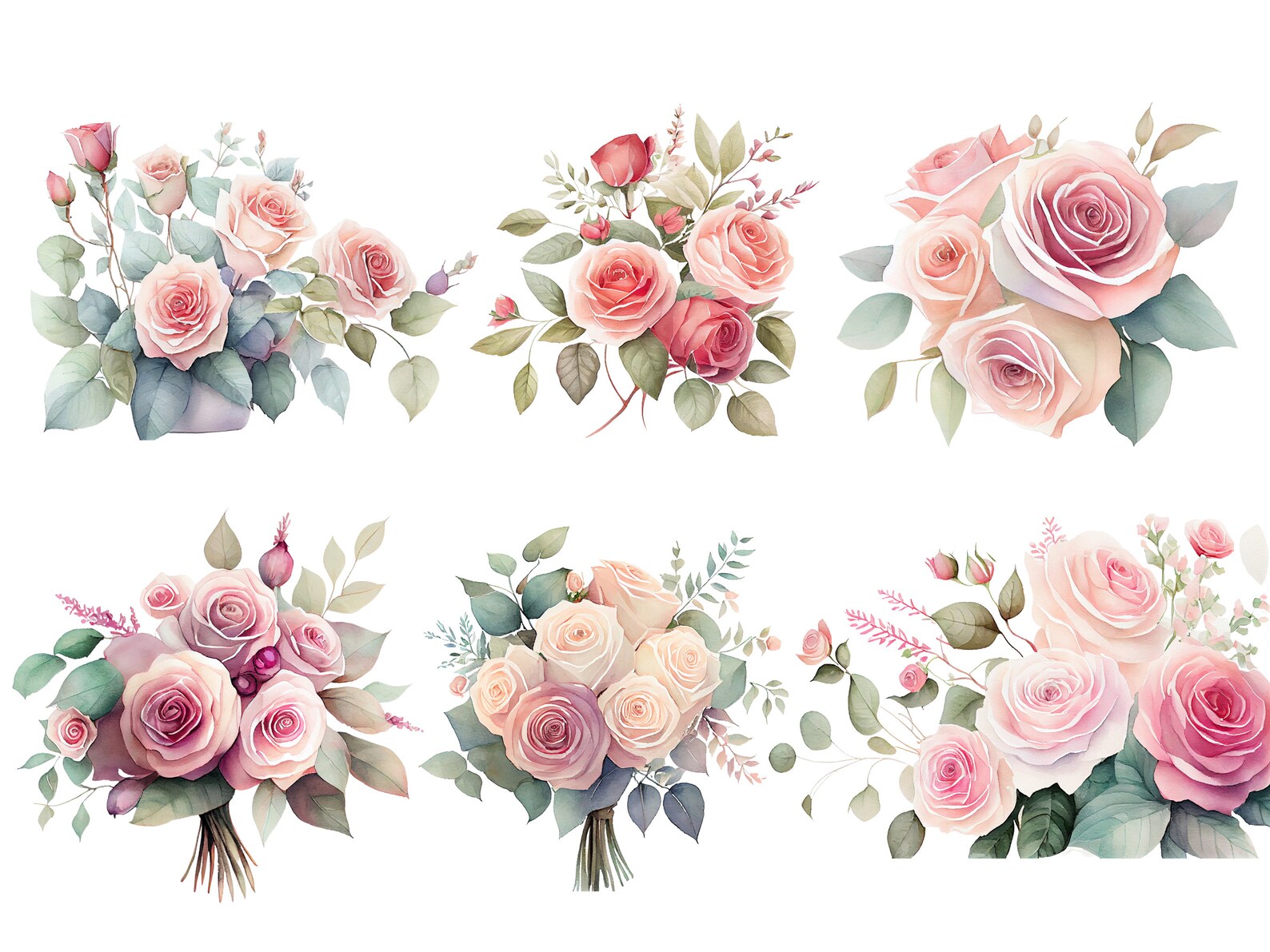 Pink Rose Clipart, Pink Rose Watercolor, Pink Rose Clip Art, Pink Rose ...