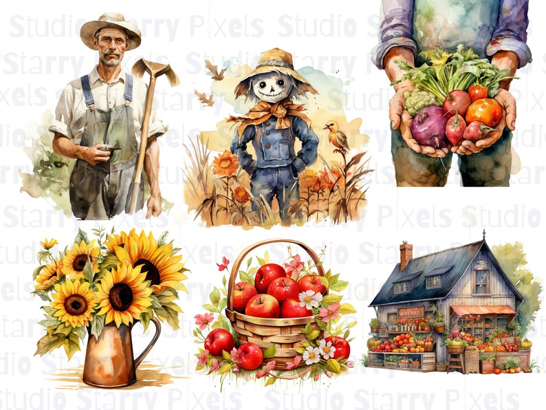 Farm Animals Clipart Watercolor, Farm Animals PNG, Farm Watercolor ...
