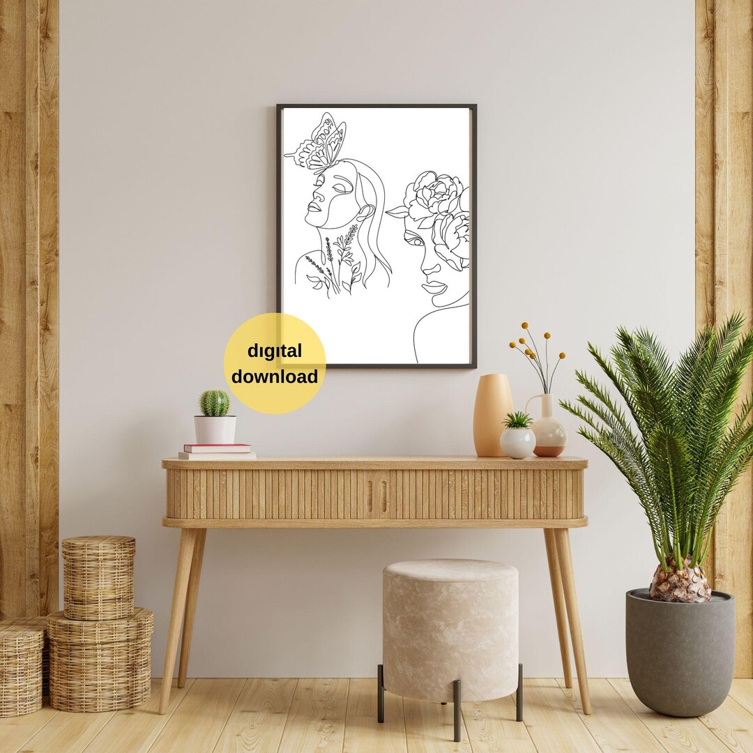 Woman Line Art Print, Minimalist Feminine One Line Wall Home Decor ...