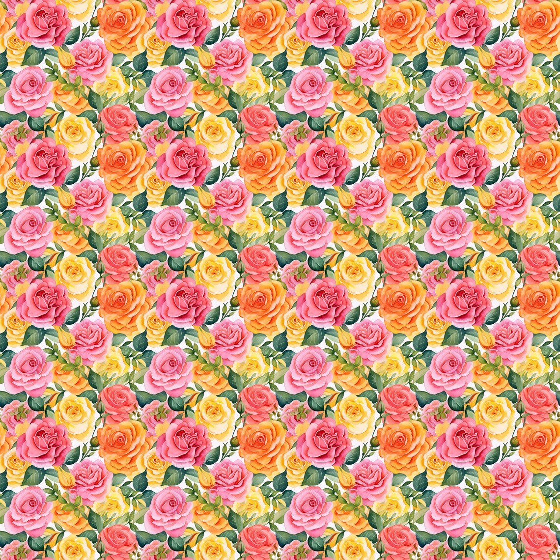 8 Watercolour Rose Flower Patterns Seamless Digital Flower Patterns ...