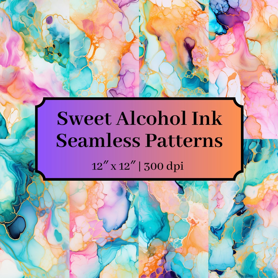 8 Sweet Alcohol Ink Seamless Patterns Alcohol Ink Clipart Watercolour ...