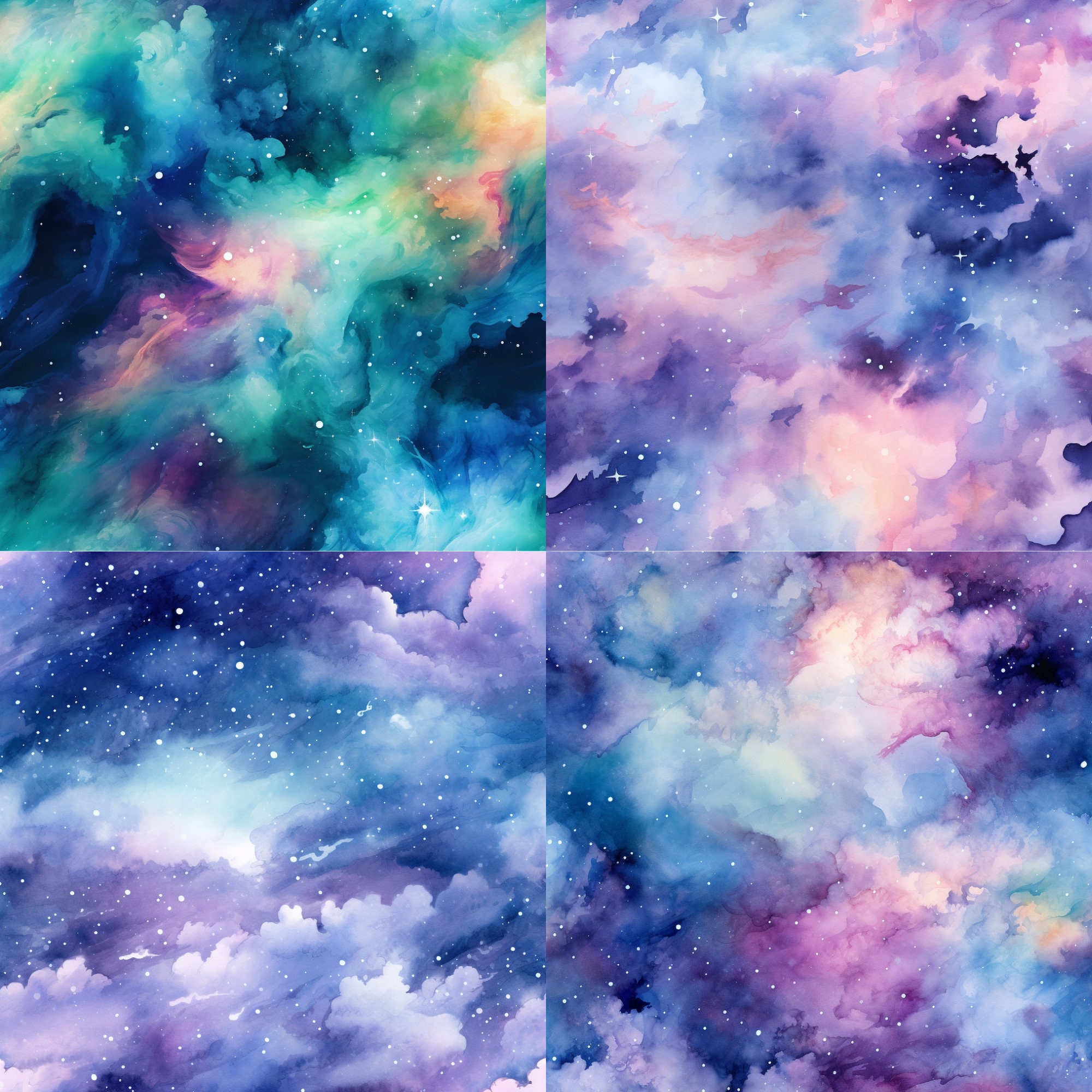 8 Celestial Watercolor Digital Paper Styles Night Sky Paper Seamless ...