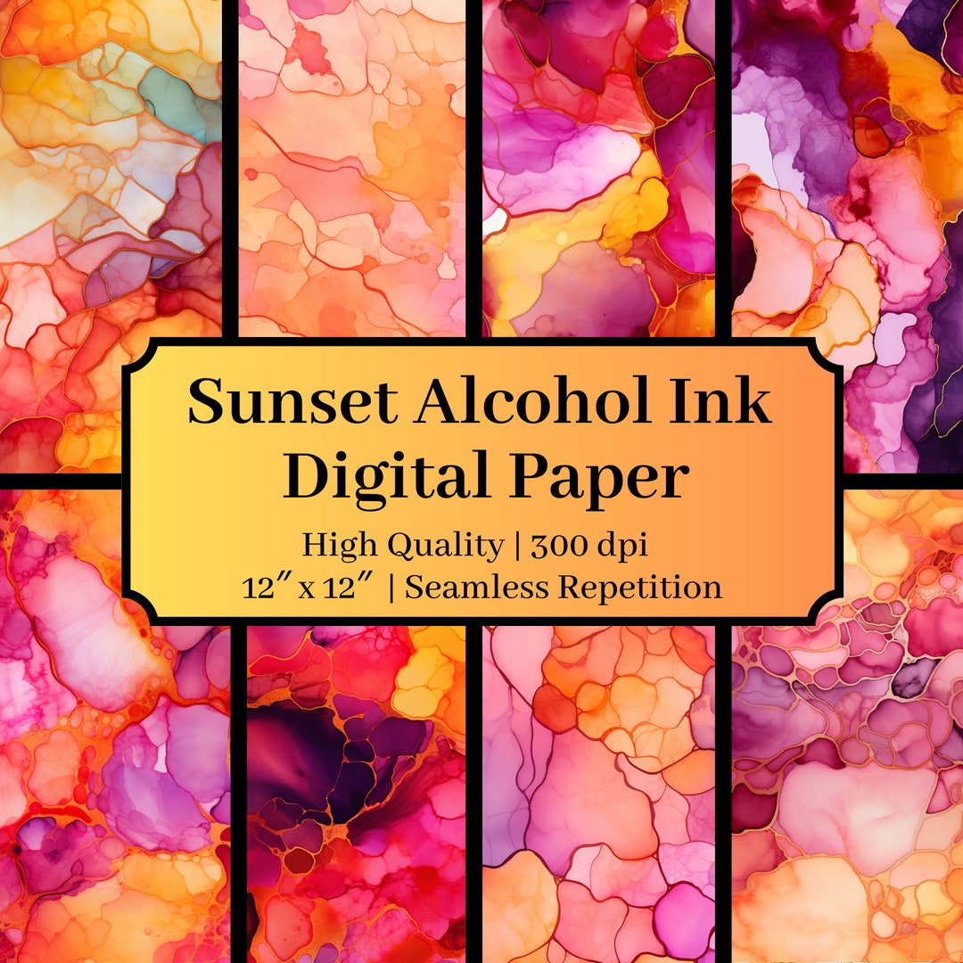 8 Sunset Alcohol Ink Digital Paper Styles Alcohol Ink Clipart ...