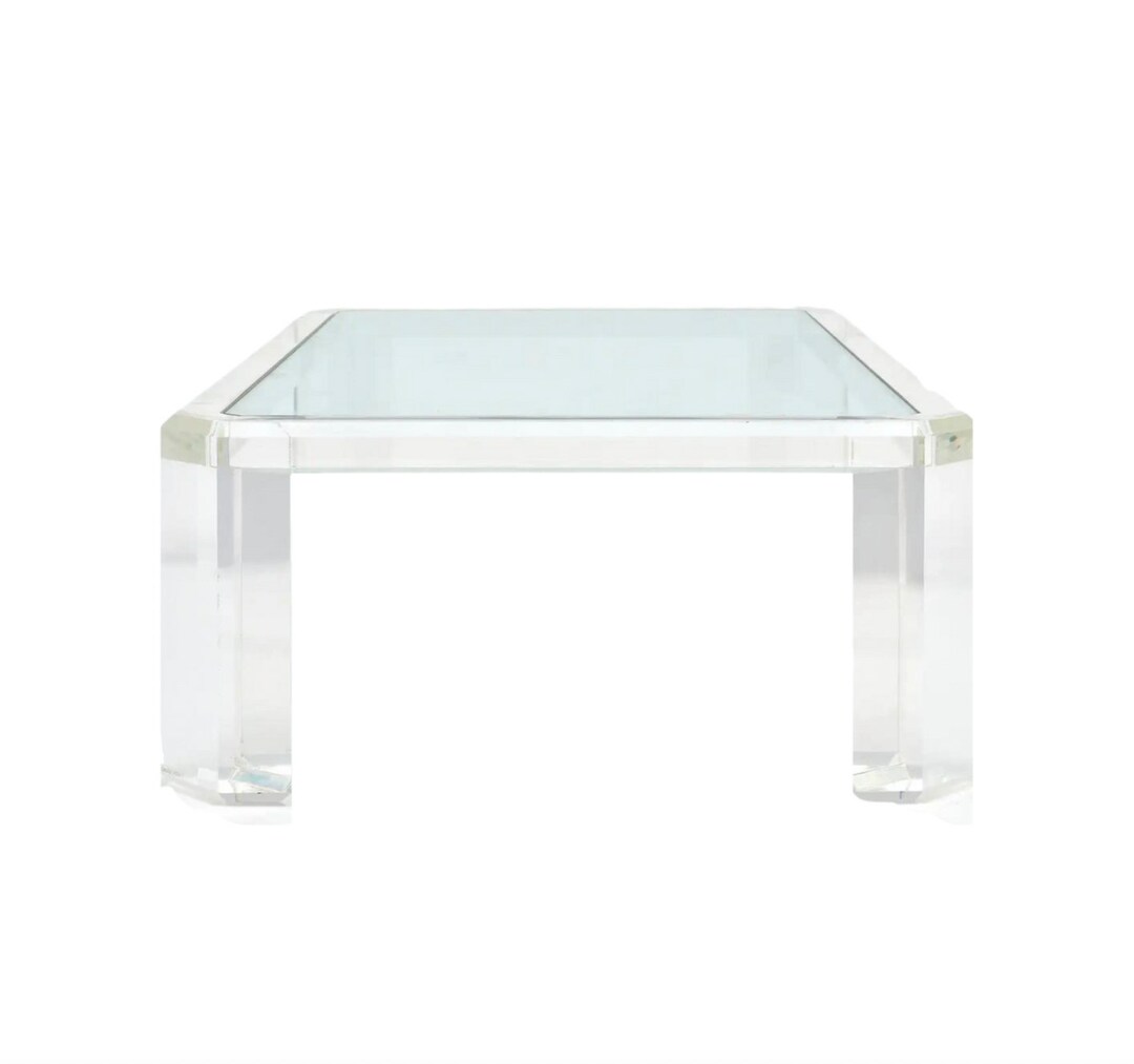 Thick Lucite Angle Leg Rectangular Coffee Table With Glass Top - Etsy