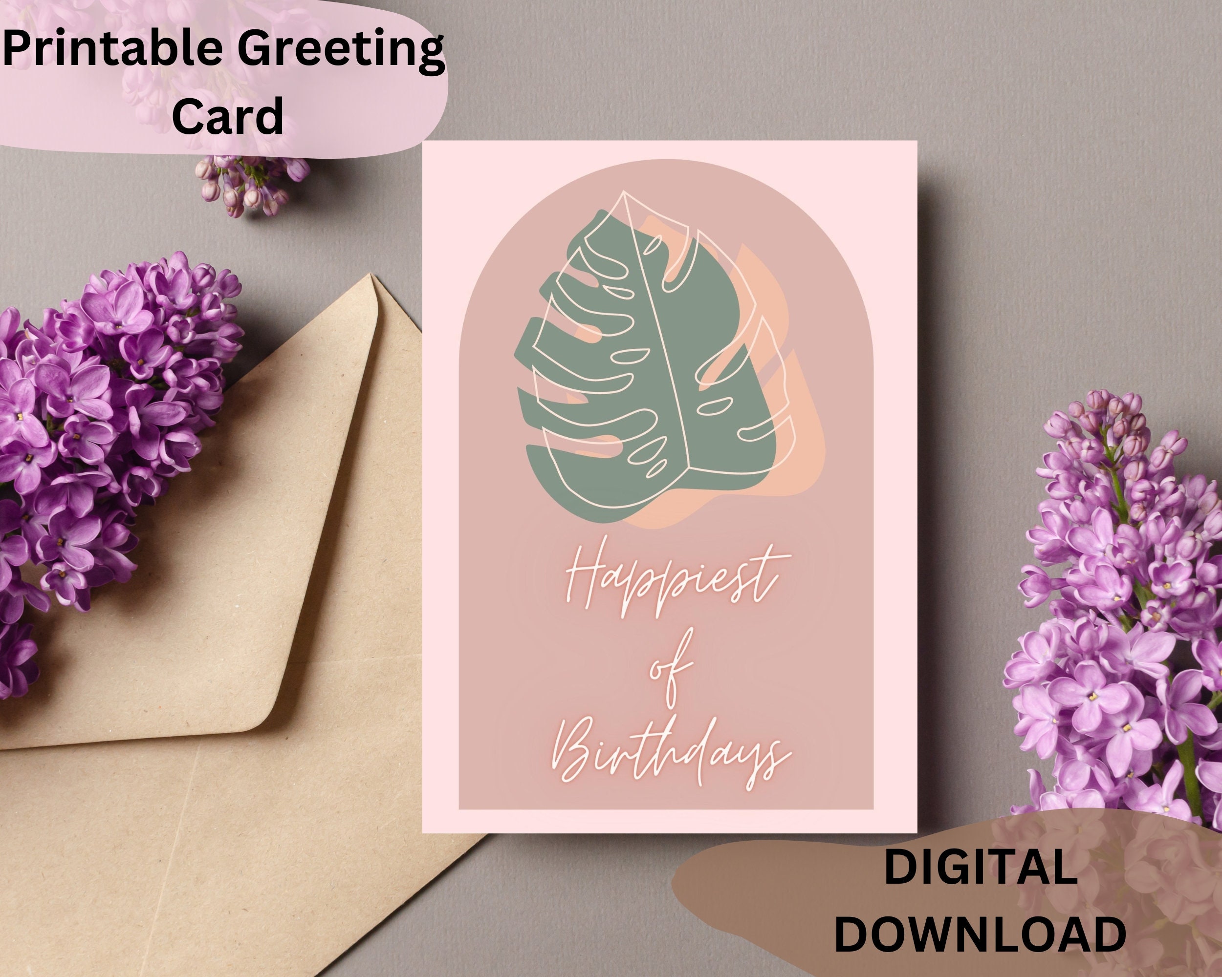 Printable Plant Birthday Card Birthday Card for Plant Lover Monstera ...