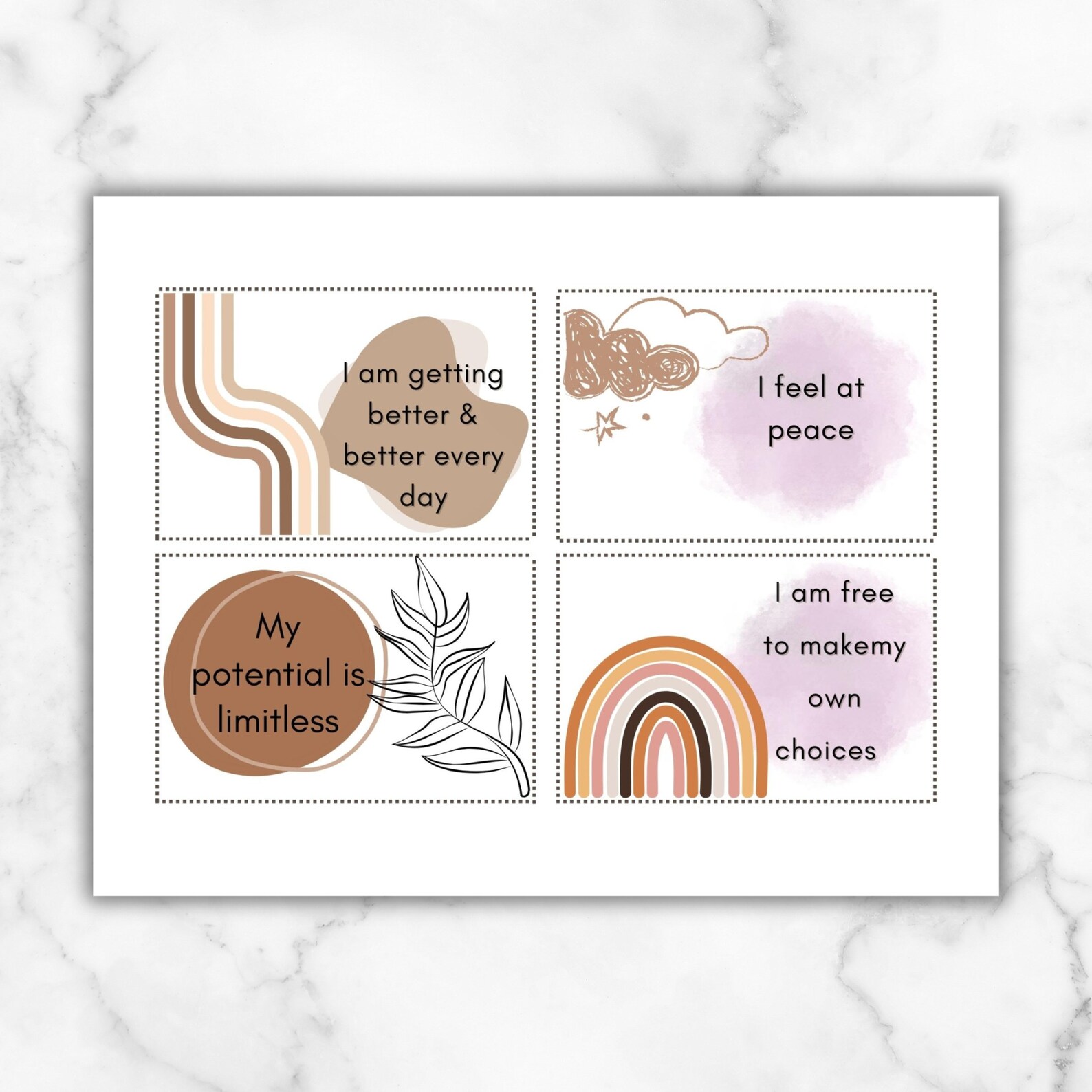 Printable Affirmation Cards, Positive Motivational Cards, Self Care ...