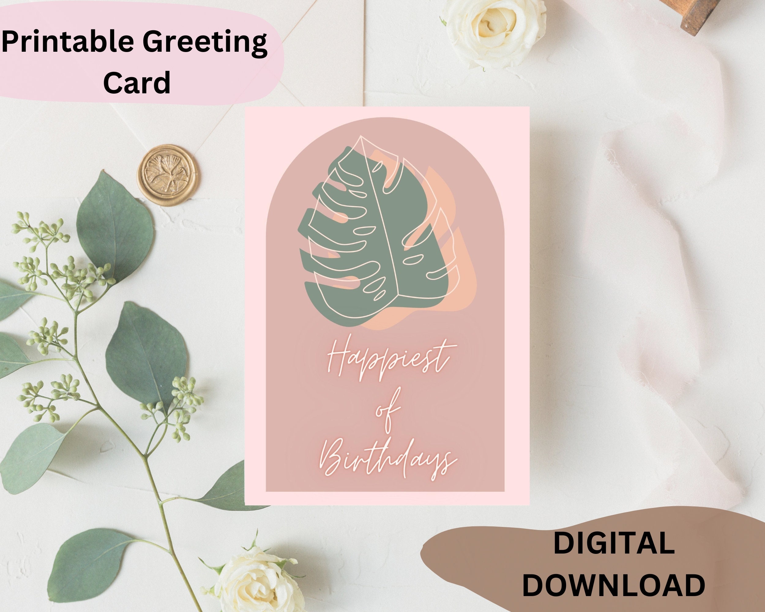 Printable Plant Birthday Card Birthday Card for Plant Lover Monstera ...