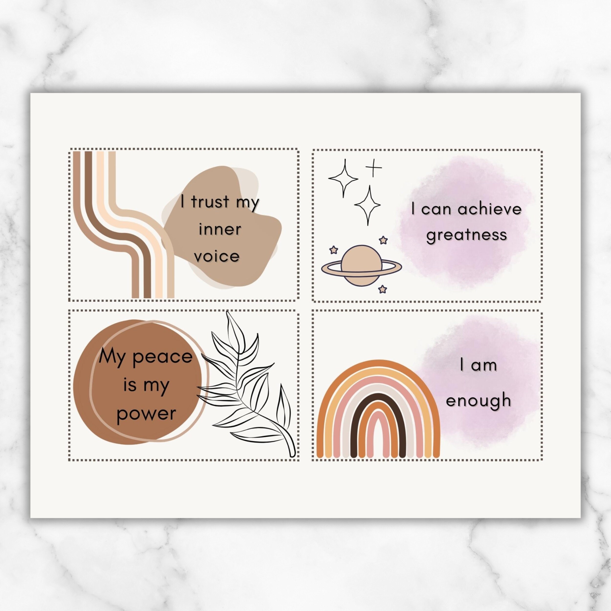 Printable Affirmation Cards, Positive Motivational Cards, Self Care ...